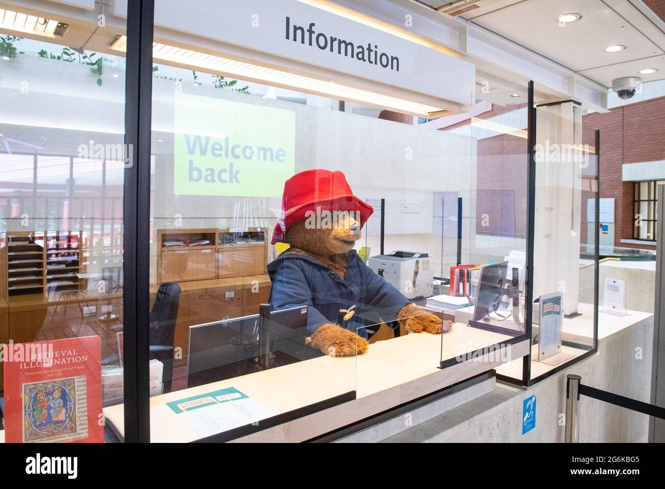 Paddington behind the information desk at the British Library, London ...