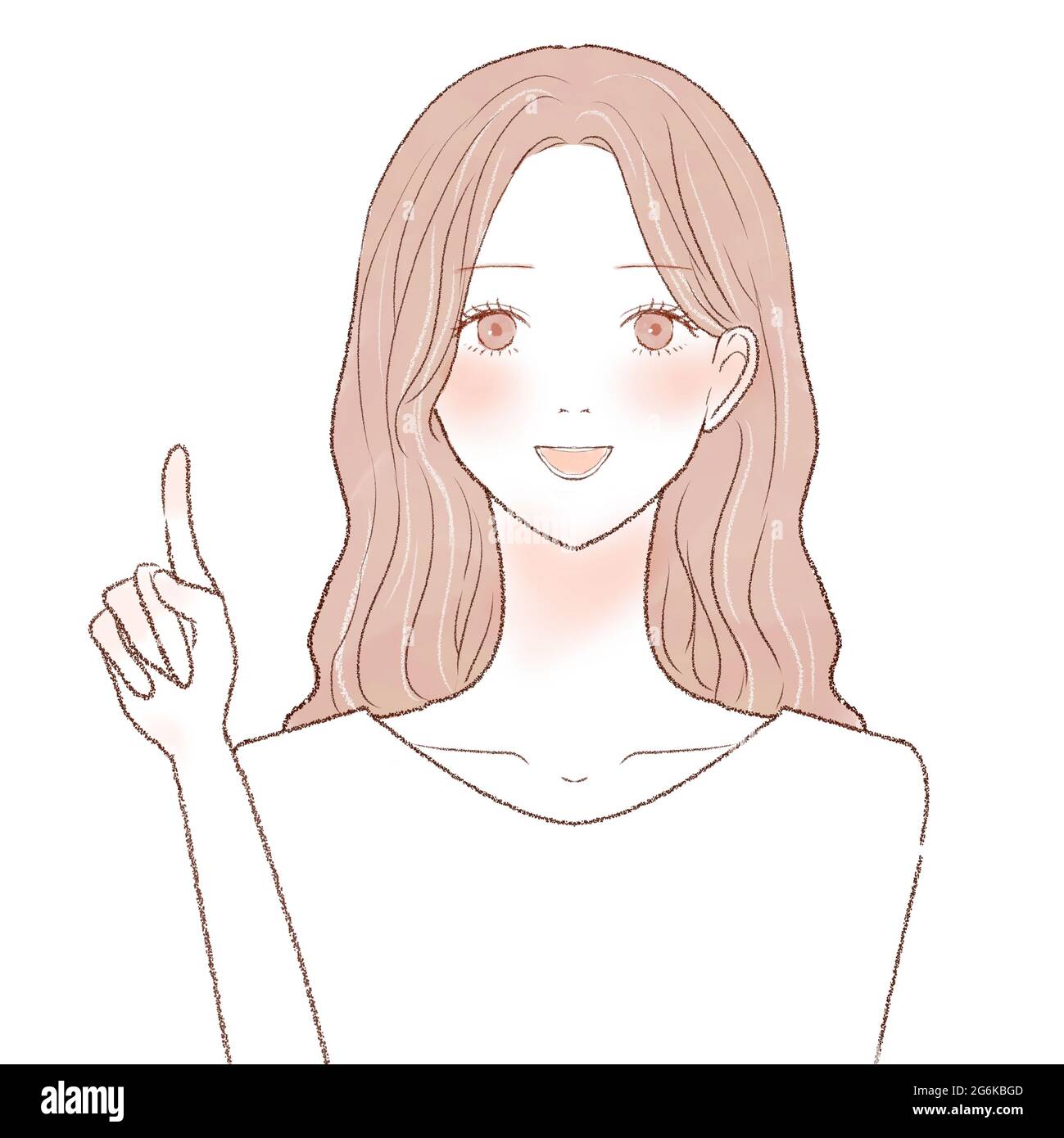 A woman explaining while pointing her finger. On a white background ...