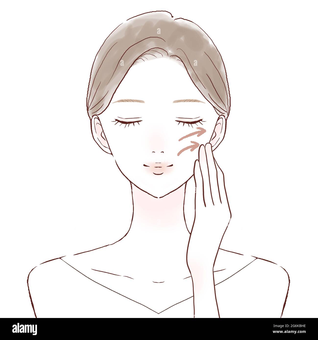 Woman doing face lift up. On a white background Stock Photo - Alamy