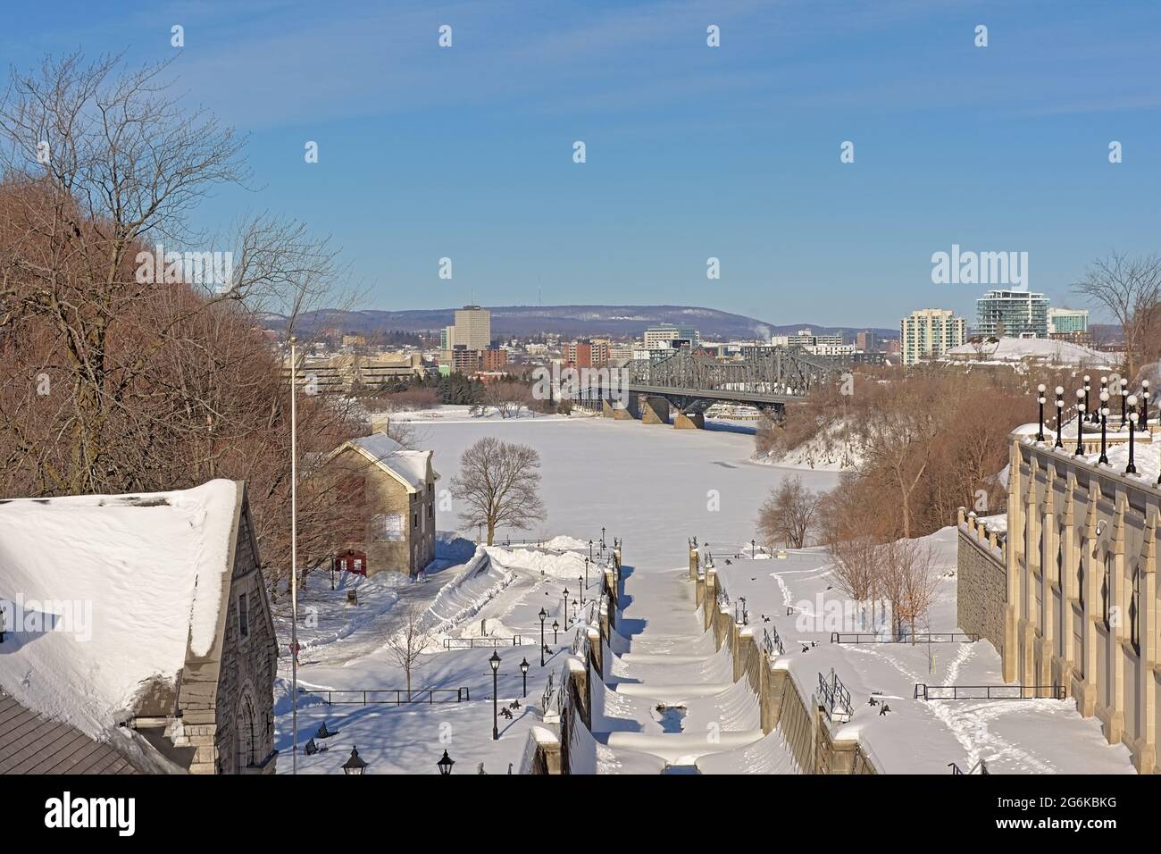 Rideau locks covered in snow in winter, Ottawa Stock Photo - Alamy