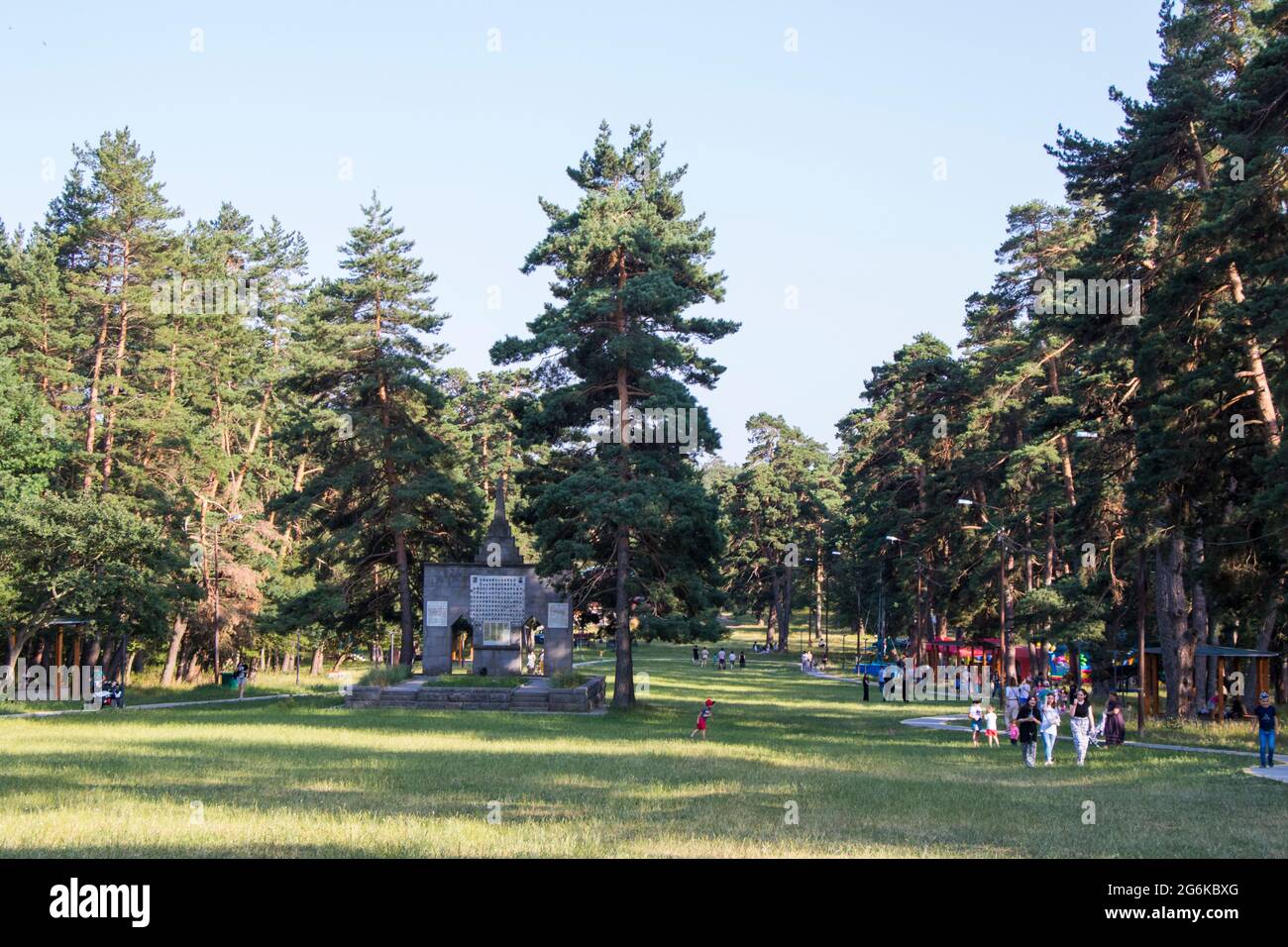 Manglisi, Georgia - July 4, 2021: Trees and sidewalk in park, park in ...