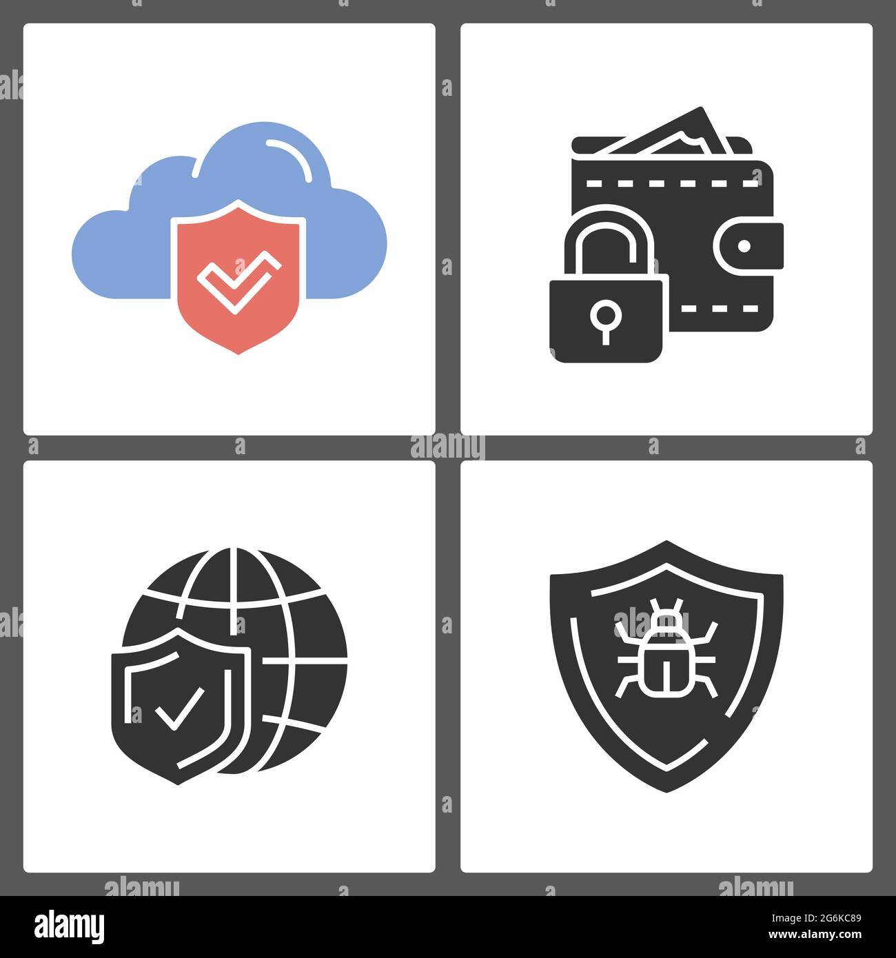 Cyber security glyph icons. Vector illustration isolated on white Stock ...