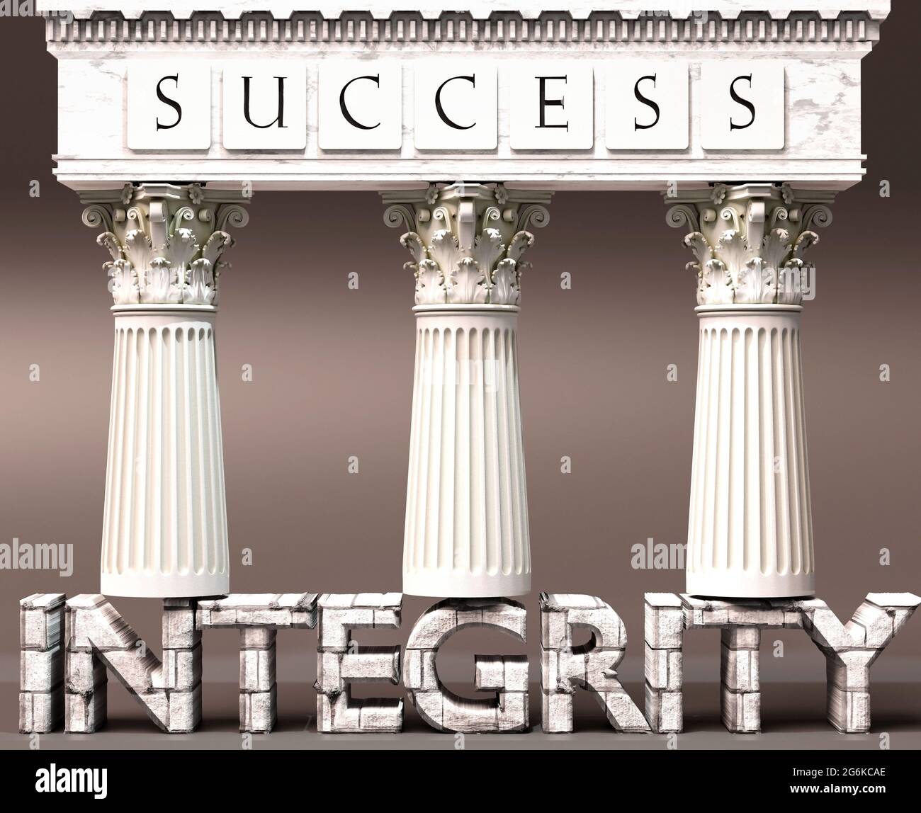 Integrity as a foundation of success - symbolized by pillars of success ...