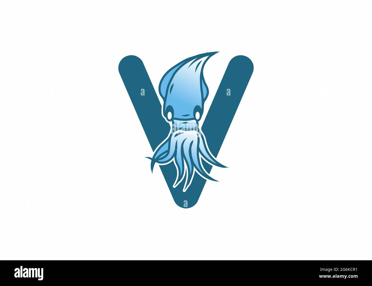 Blue initial letter V with squid design Stock Vector Image & Art - Alamy