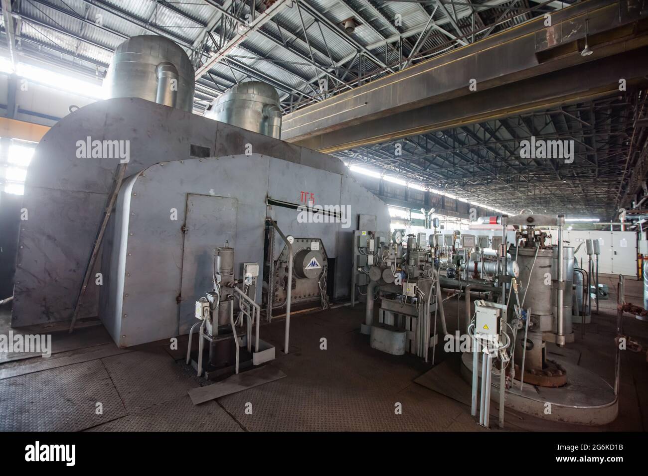 Karagandy, Kazakhstan - June 08, 2012: Machine room of heat power ...