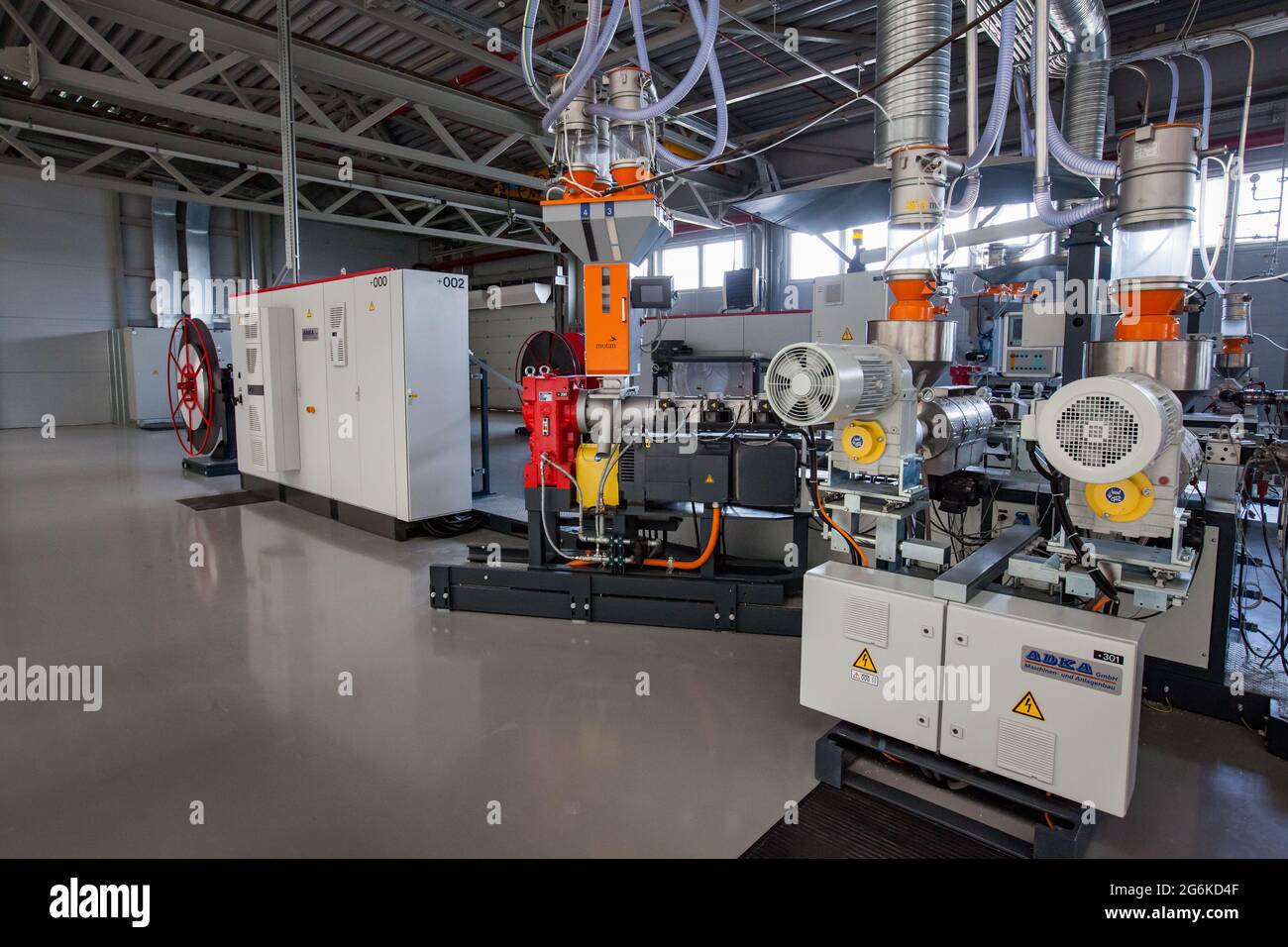 Atyrau,Kazakhstan - May 21,2012: Chevron plant interior. Plastic pipes ...