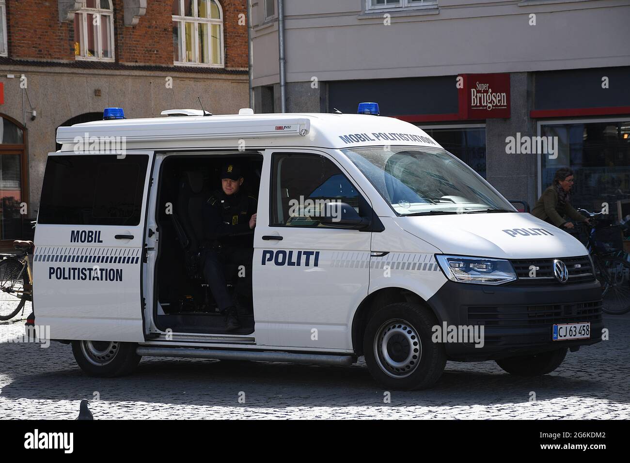 Copenhagen Denmark./19.April 2020 /Danish police van as mibile police ...