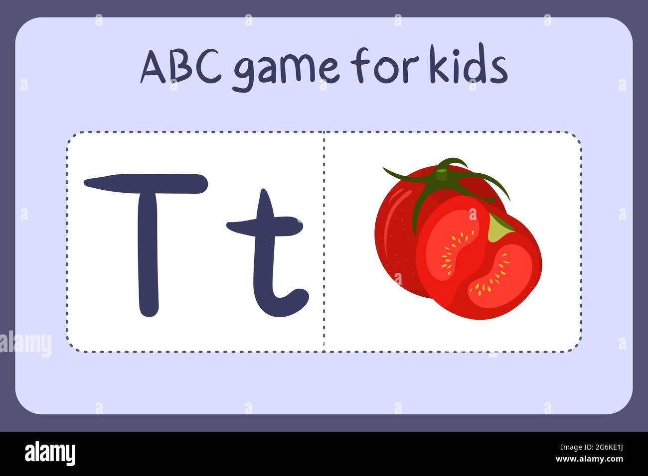 Kid alphabet mini games in cartoon style with letter T - tomato. Vector ...