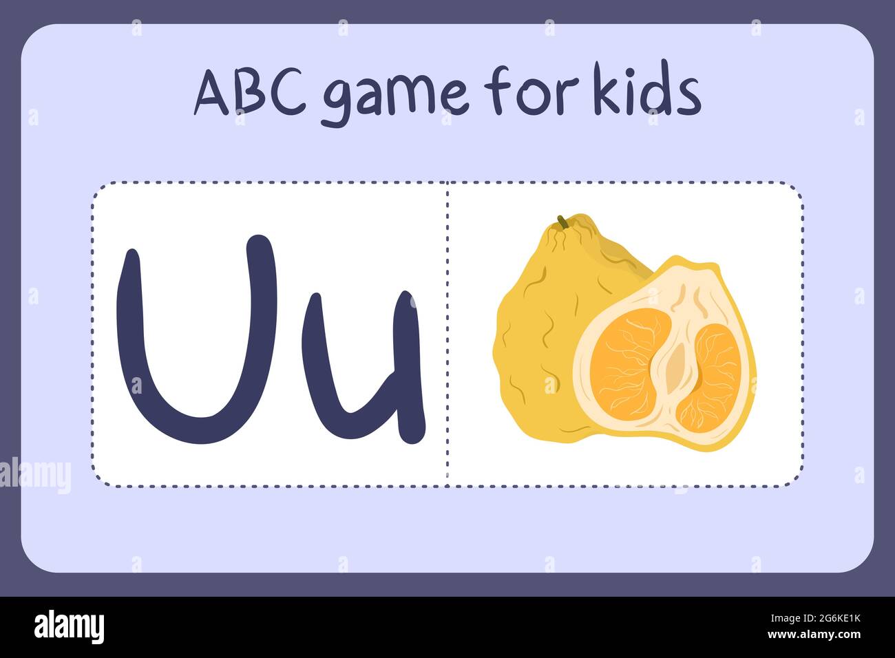 Kid alphabet mini games in cartoon style with letter U - ugli. Vector ...