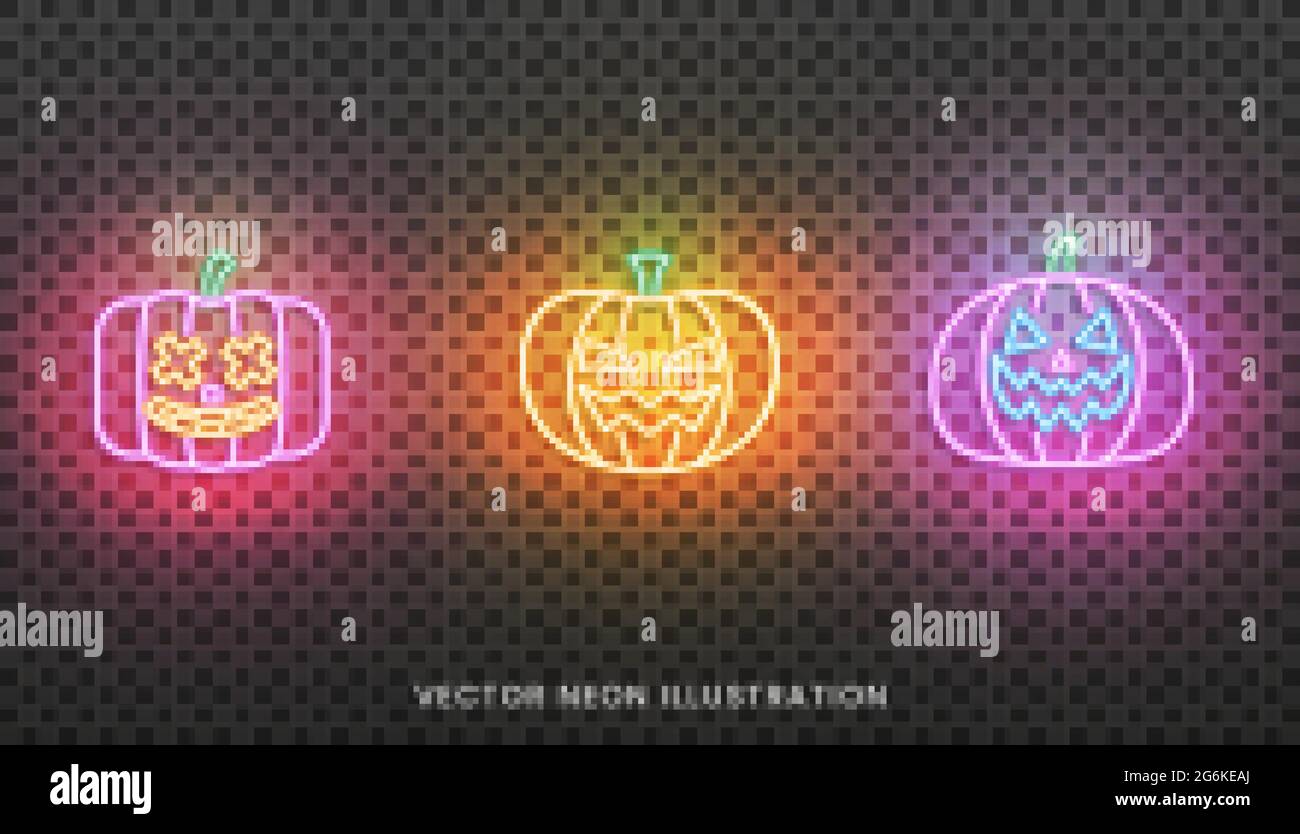 Halloween neon sign collection Stock Vector Images - Alamy