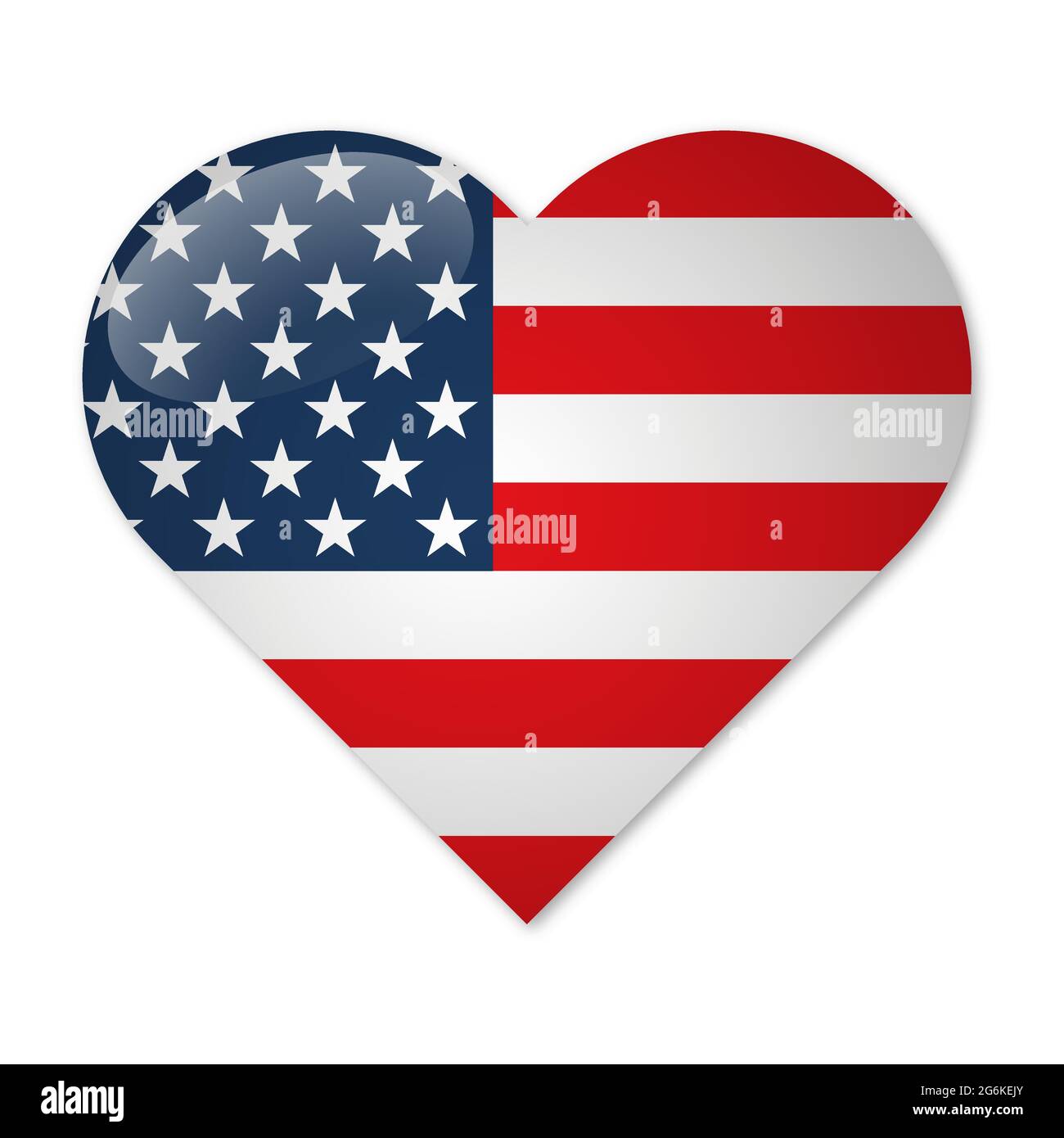USA flag in the shape of heart. Vector Illustration isolated on white ...