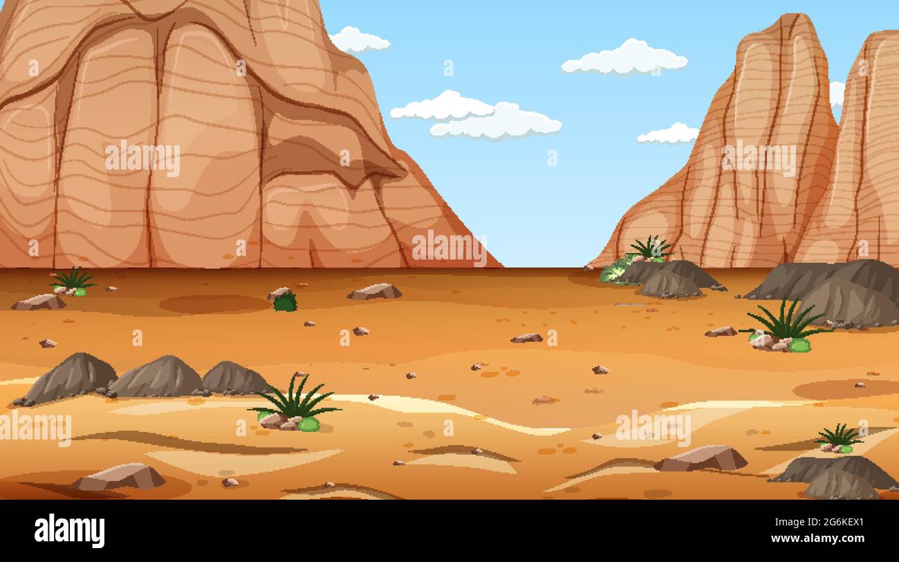 Desert forest landscape at daytime scene illustration Stock Vector ...