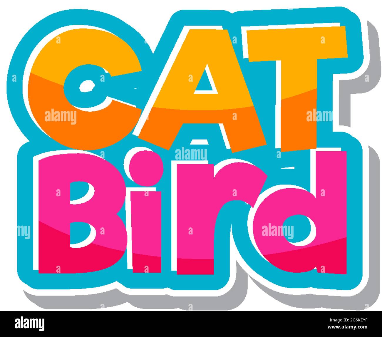 Cat Bird font banner in cartoon style isolated illustration Stock ...