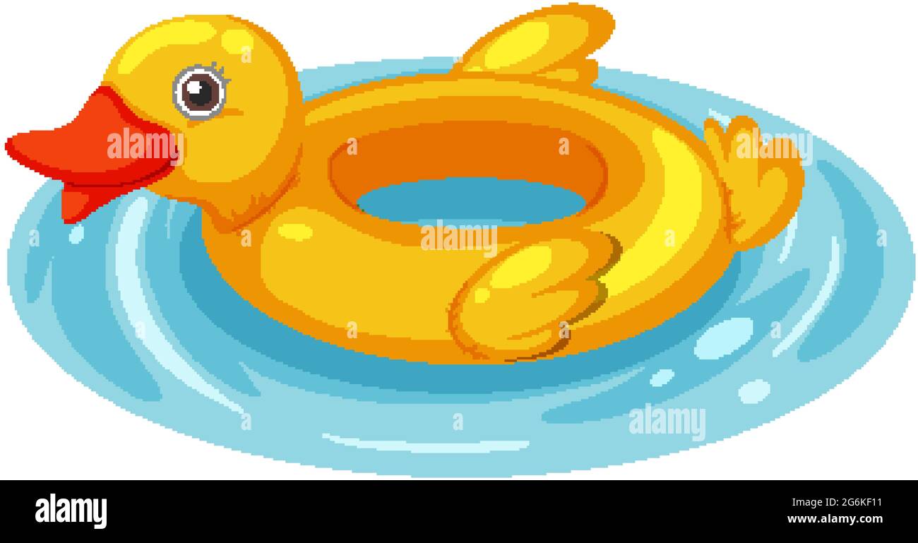 Duck swimming ring in the water isolated illustration Stock Vector ...