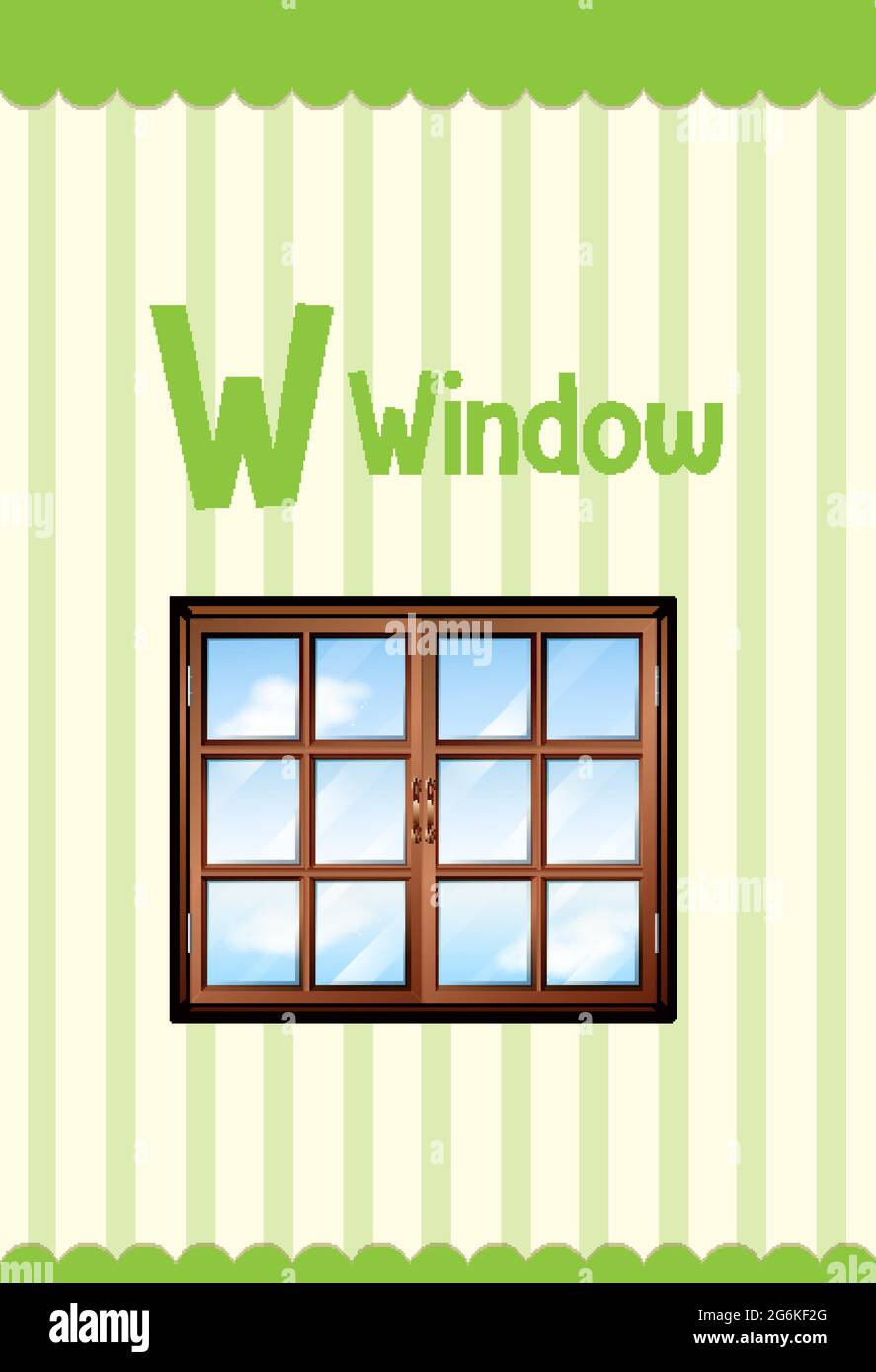 Alphabet flashcard with letter W for Window illustration Stock Vector ...