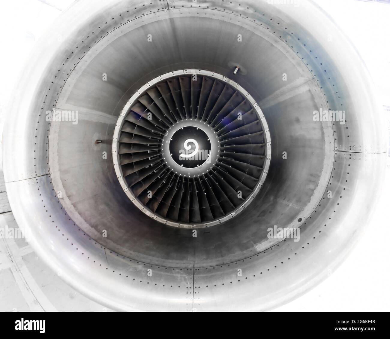 The aircraft engine near the repair, inspection blades of the blade ...