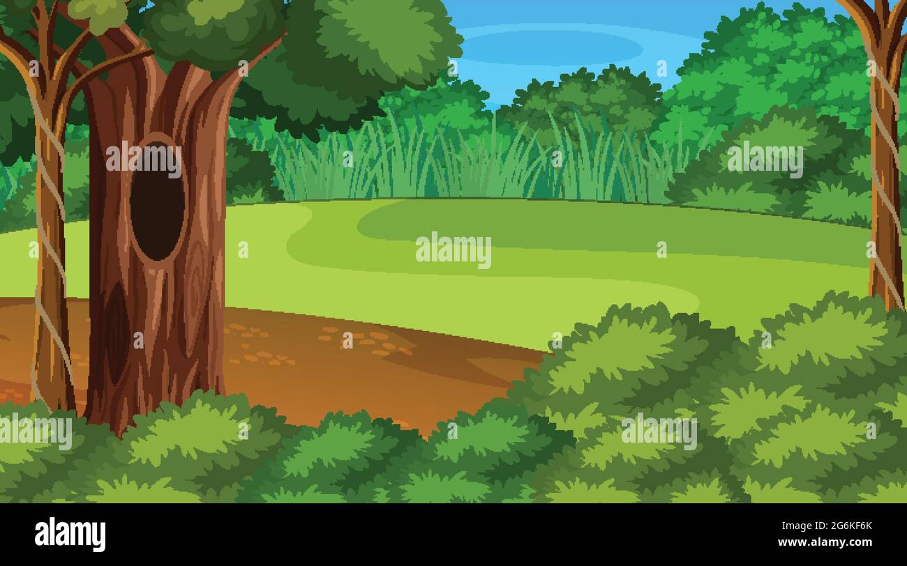 Blank forest scene with various forest trees illustration Stock Vector ...