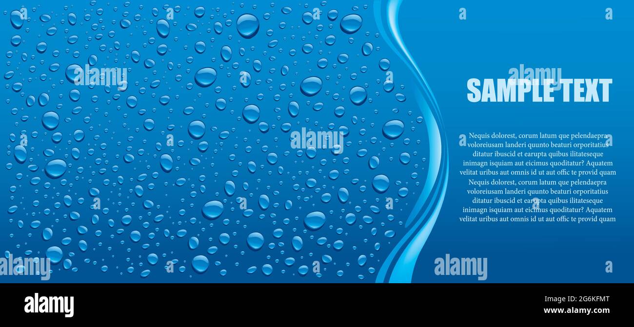 blue water background with many drops and place for text Stock Vector ...