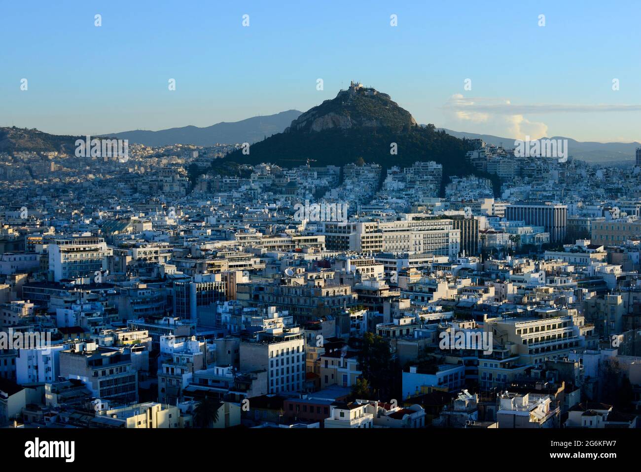 A view of Mount Lycabettus and the city of Athens, Greece Stock Photo ...