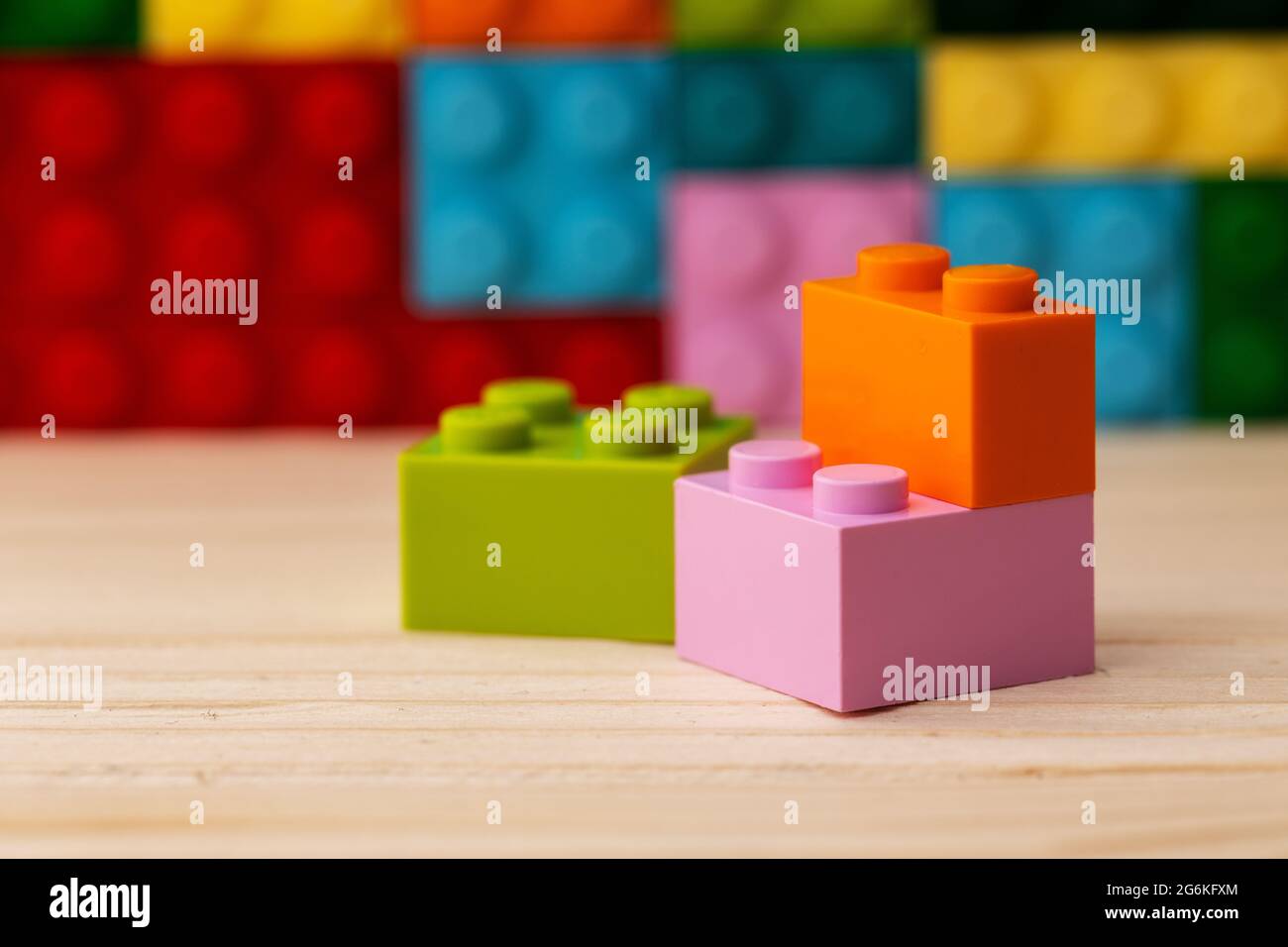Details of children's plastic building kit close up Stock Photo - Alamy
