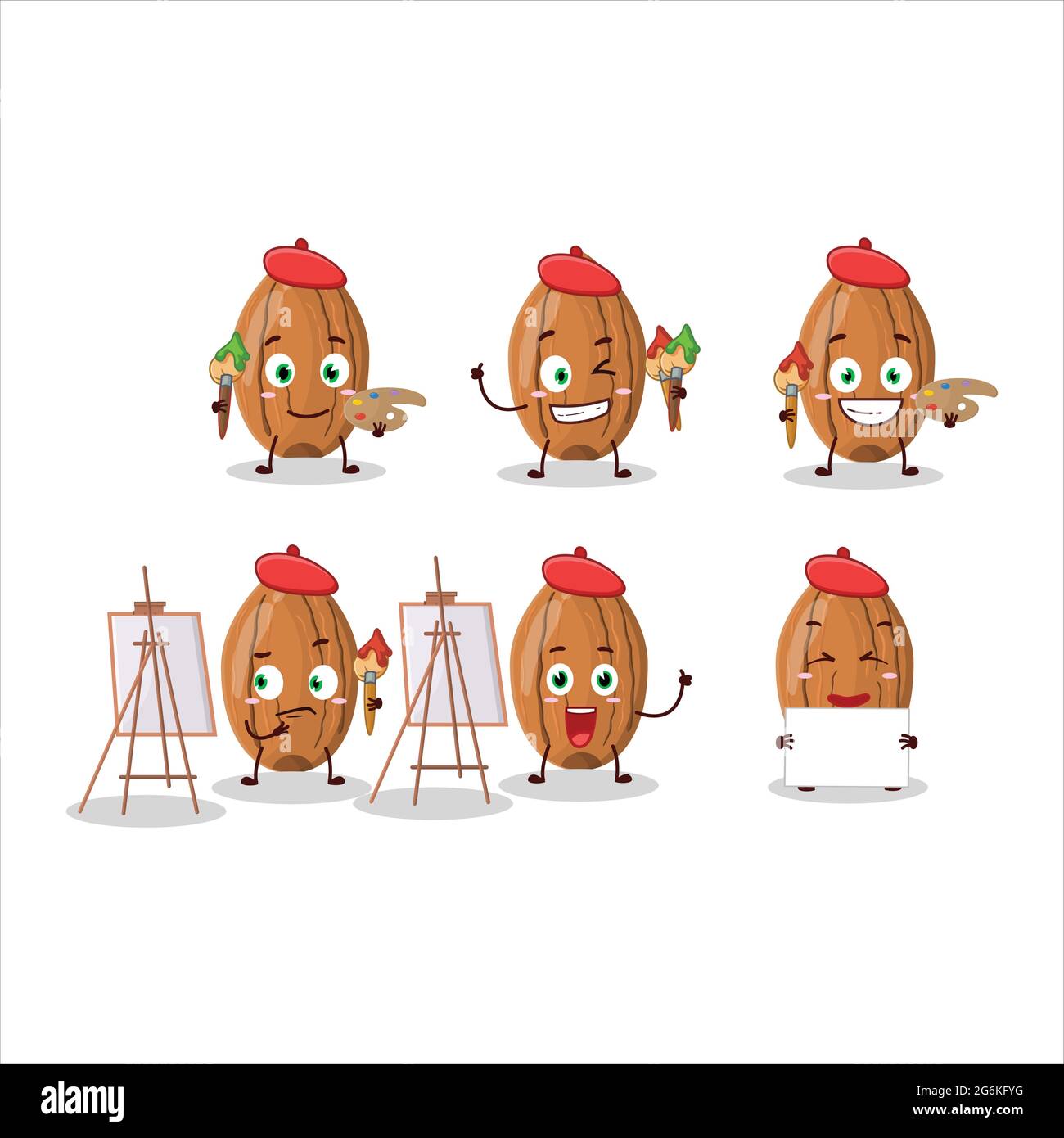 Artistic Artist of almond cartoon character painting with a brush ...