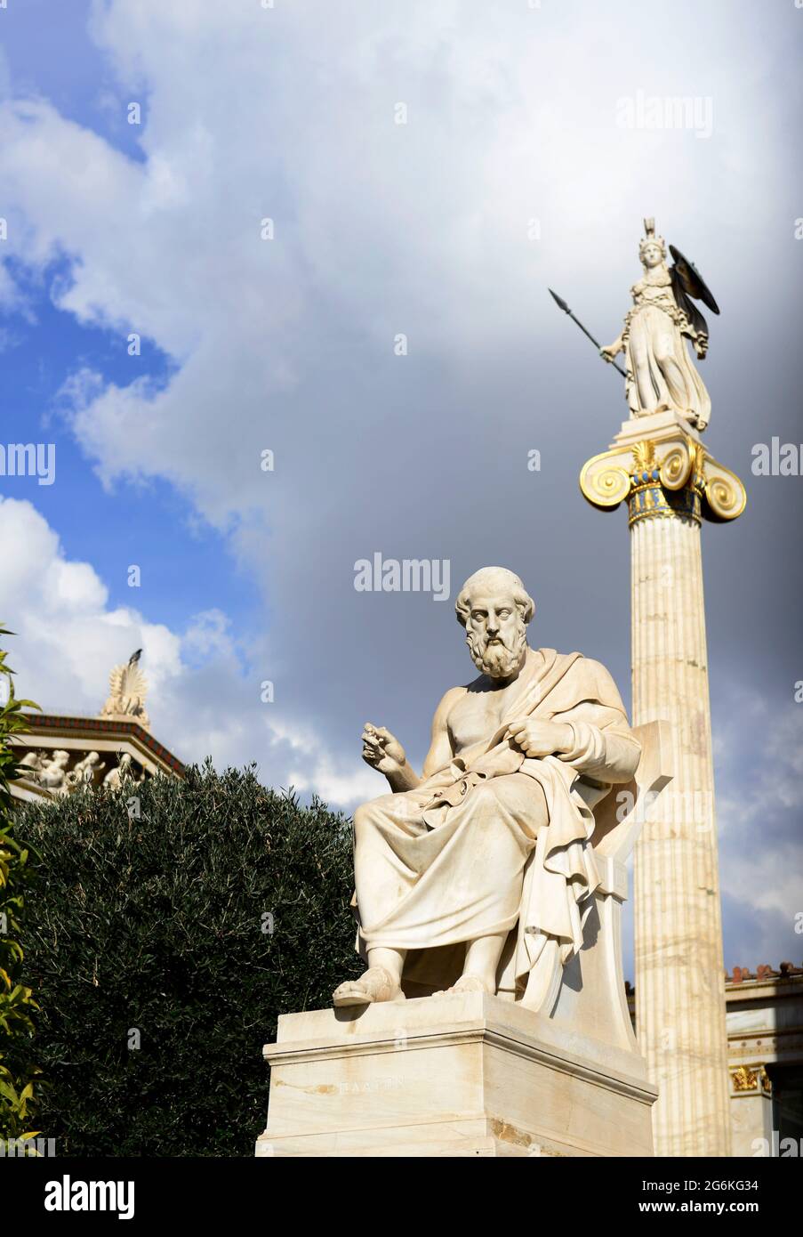 Plato and Athena statues at academy of Athens, Greece Stock Photo - Alamy