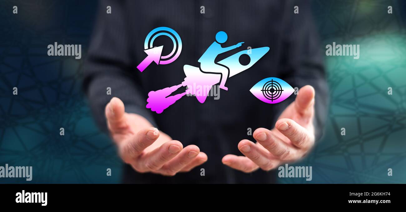 Success concept above the hands of a man in background Stock Photo - Alamy