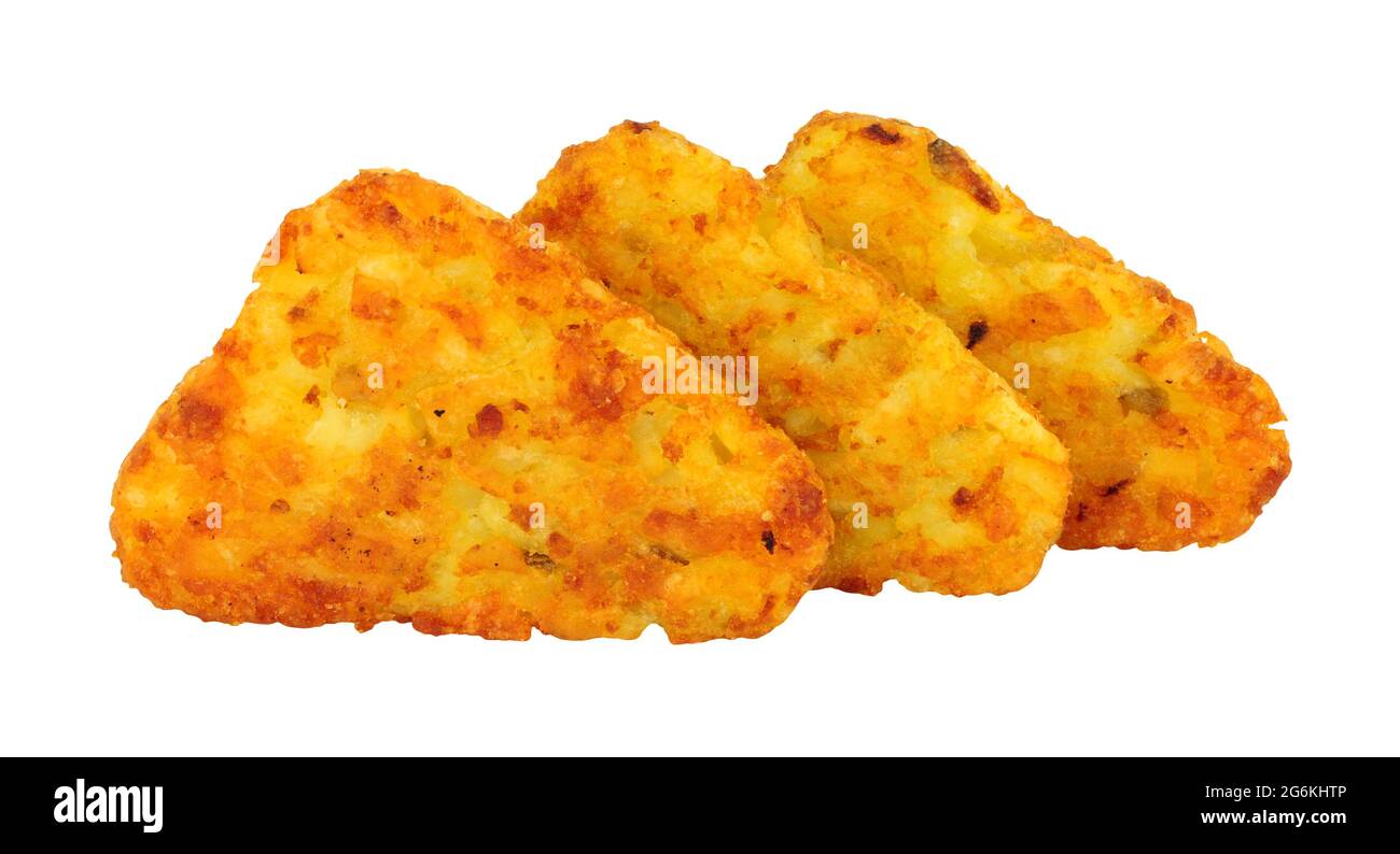 Group of crispy potato hash browns isolated on a white background Stock ...