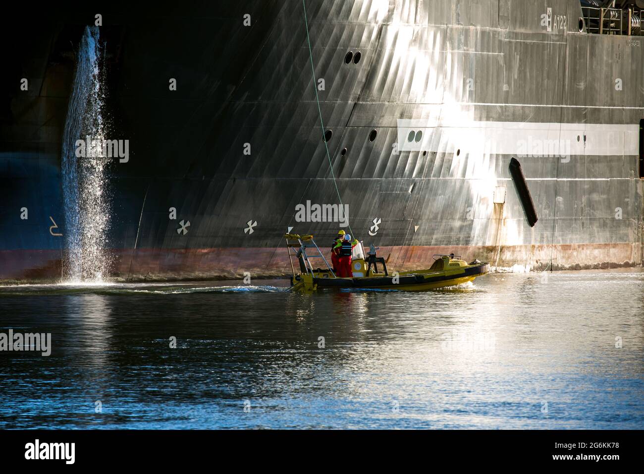 Hull inspection of oil support ship. Montrose Scotland UK Stock Photo ...