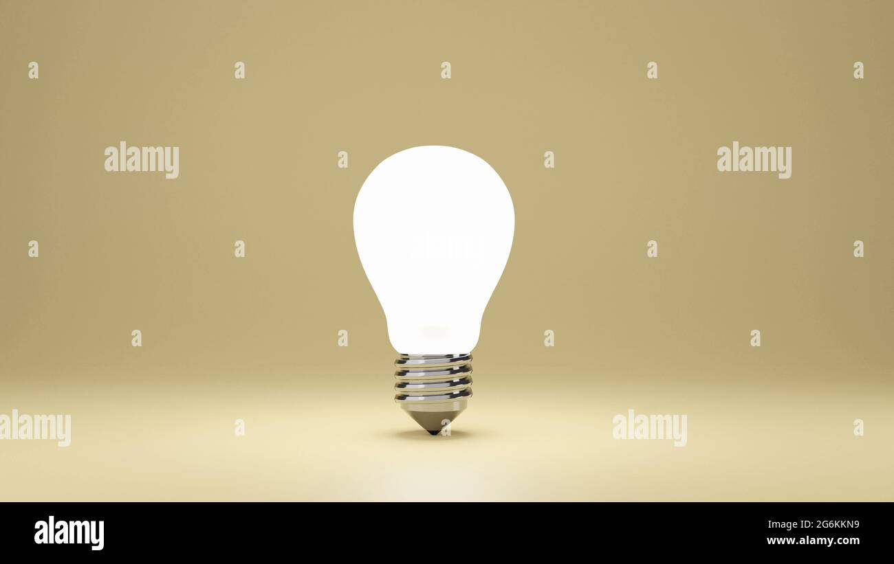 Shining arbitrary light bulb on a yellow background Stock Photo - Alamy