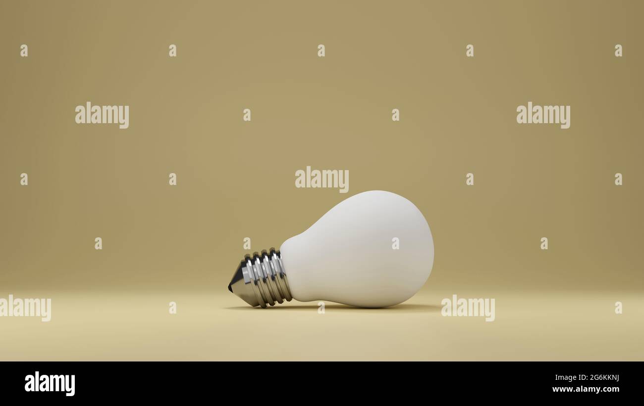 White light bulb on bright yellow background in pastel colors Stock ...
