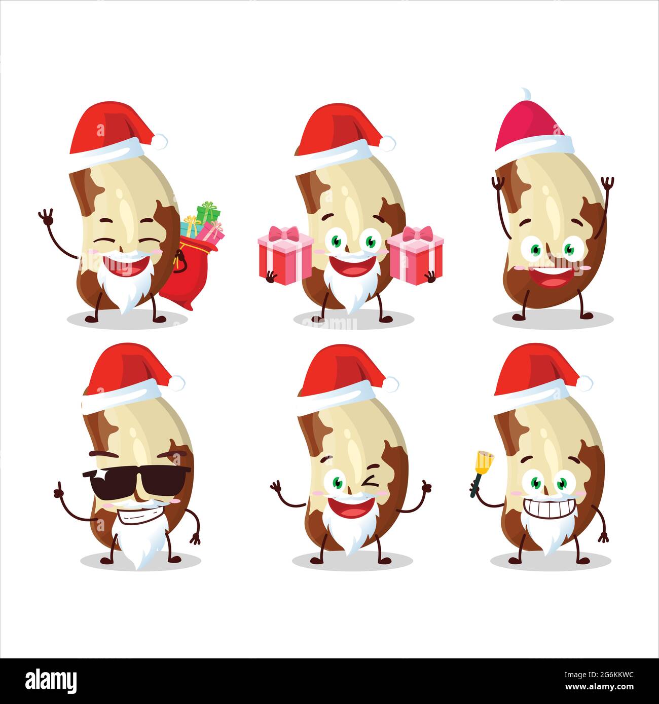 Santa Claus emoticons with brazil nuts cartoon character. Vector ...
