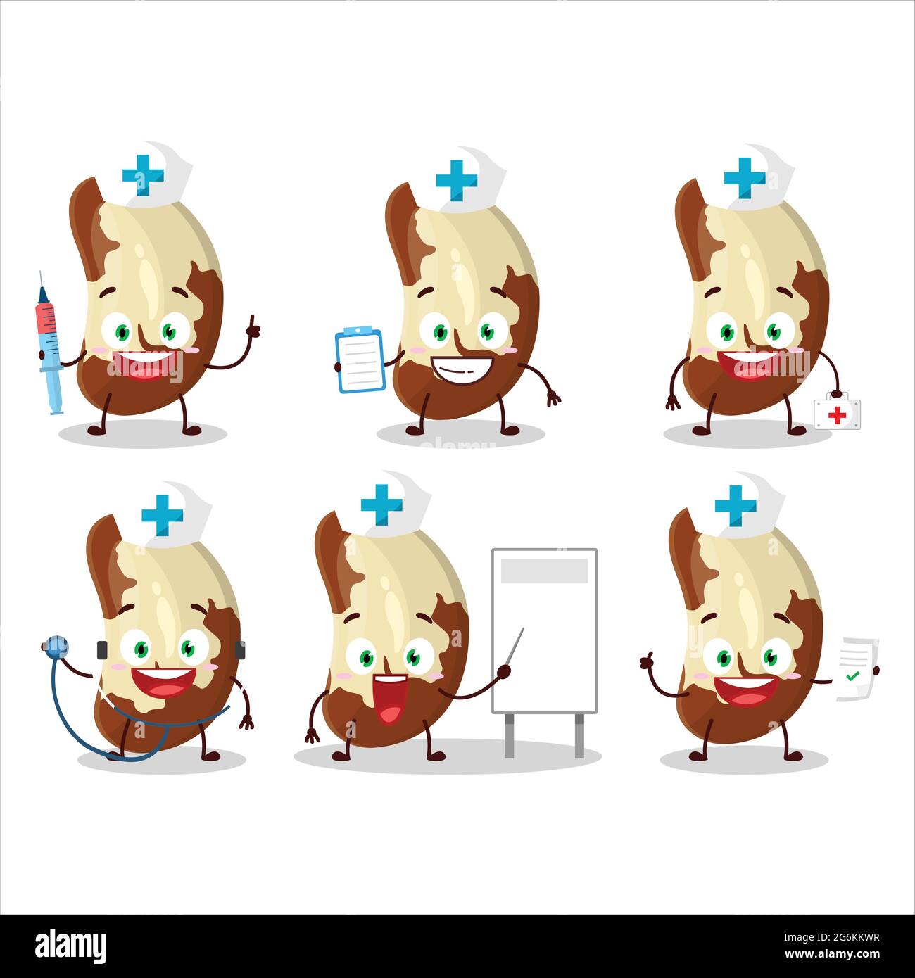 Doctor profession emoticon with brazil nuts cartoon character. Vector ...