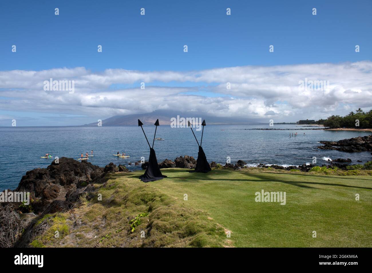 Hawaii fire torches. Beach on the Island of Maui, Aloha Hawaii Stock ...