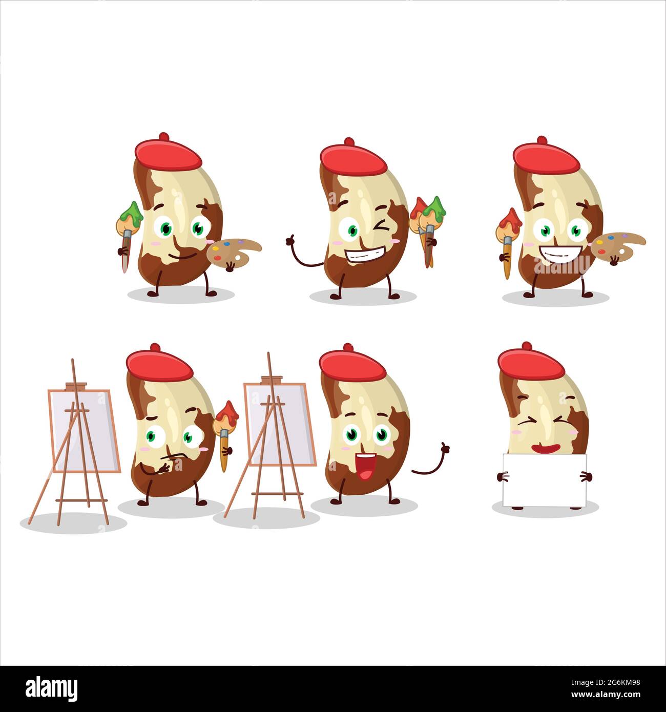 Artistic Artist of brazil nuts cartoon character painting with a brush ...