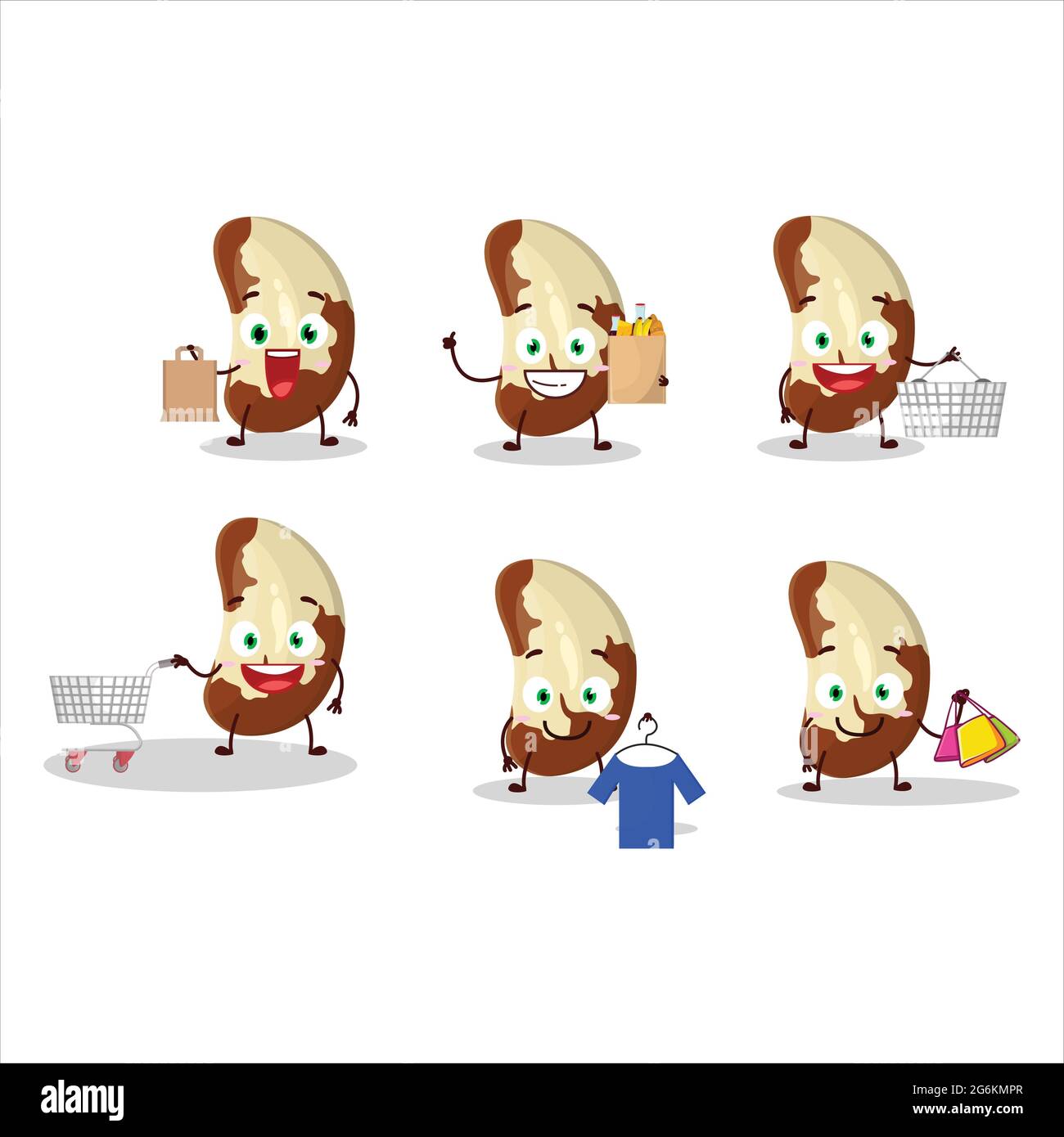 A Rich brazil nuts mascot design style going shopping. Vector ...