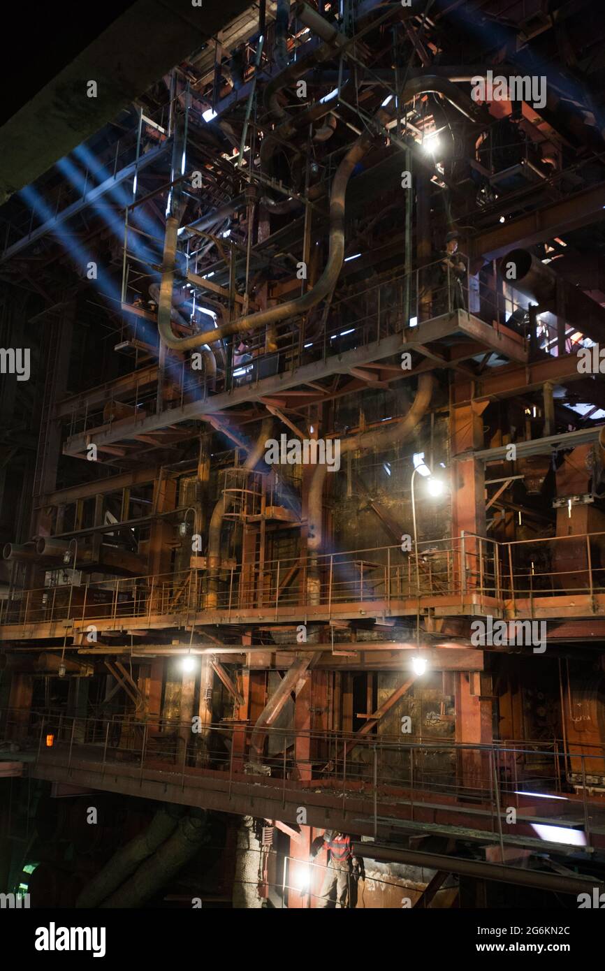 Aksu, Kazakhstan - May 29, 2012: Interior of electric power plant with ...