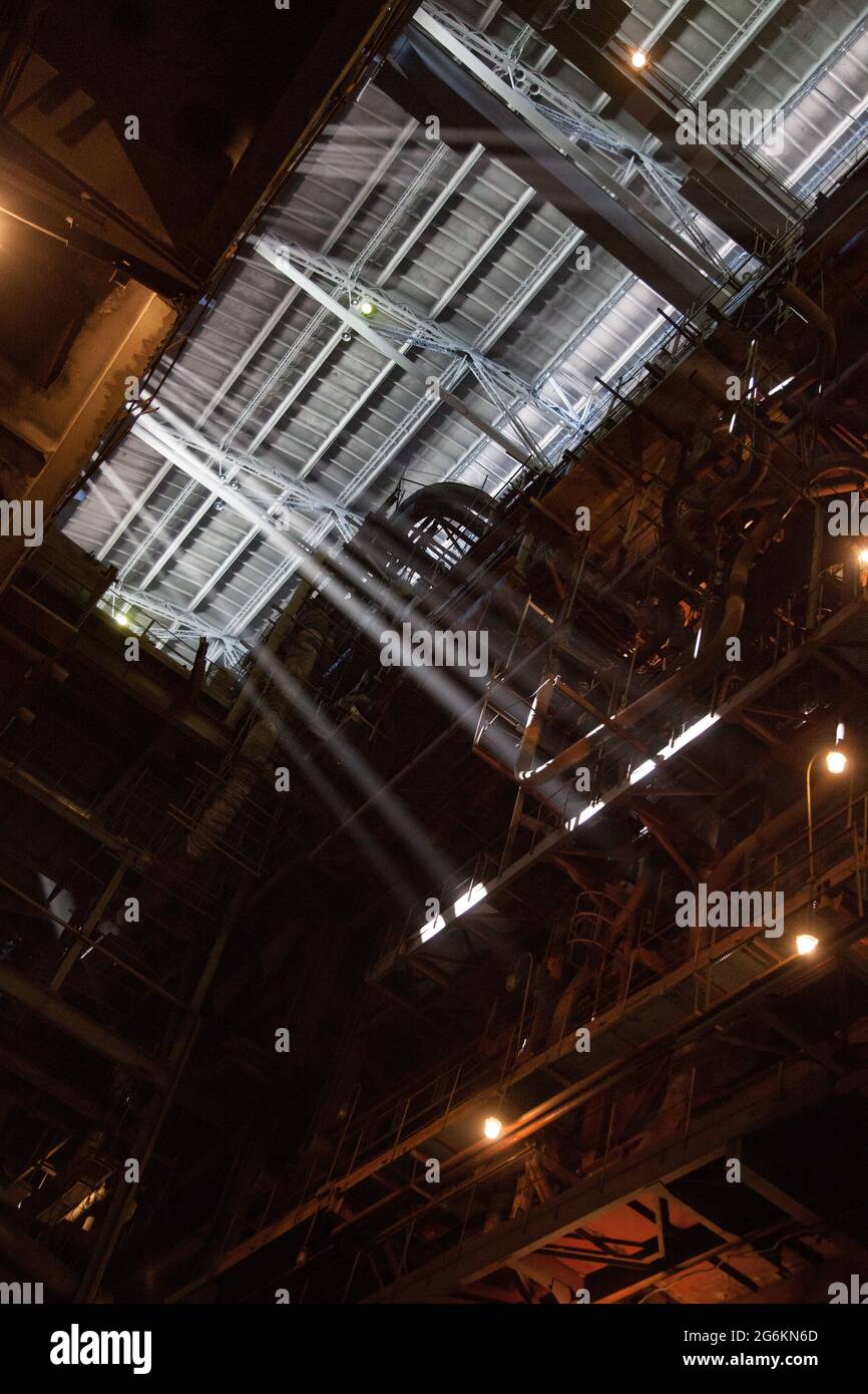 Aksu, Kazakhstan - May 29, 2012: Interior of electric power plant with ...