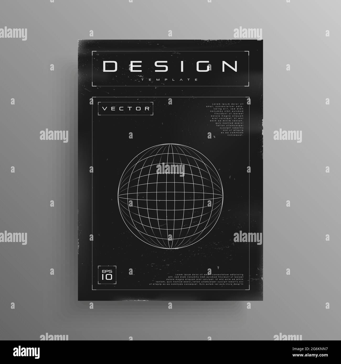 Retrofuturistic poster with HUD elements. Black and white cyber retro ...
