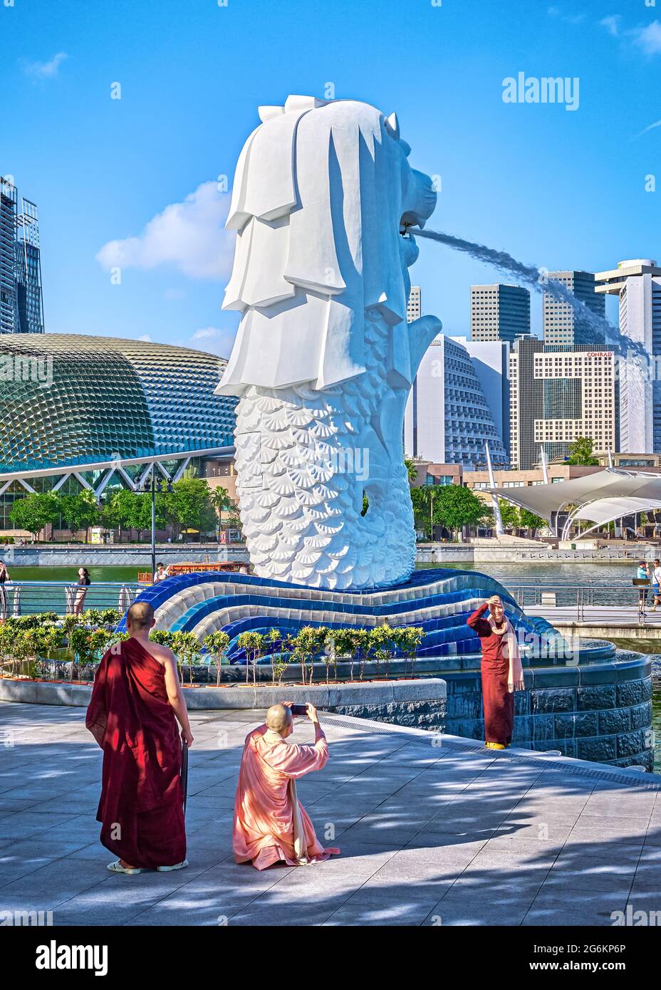 Singapore - Feb 25, 2020. Buddhist monks and nuns take pictures by ...