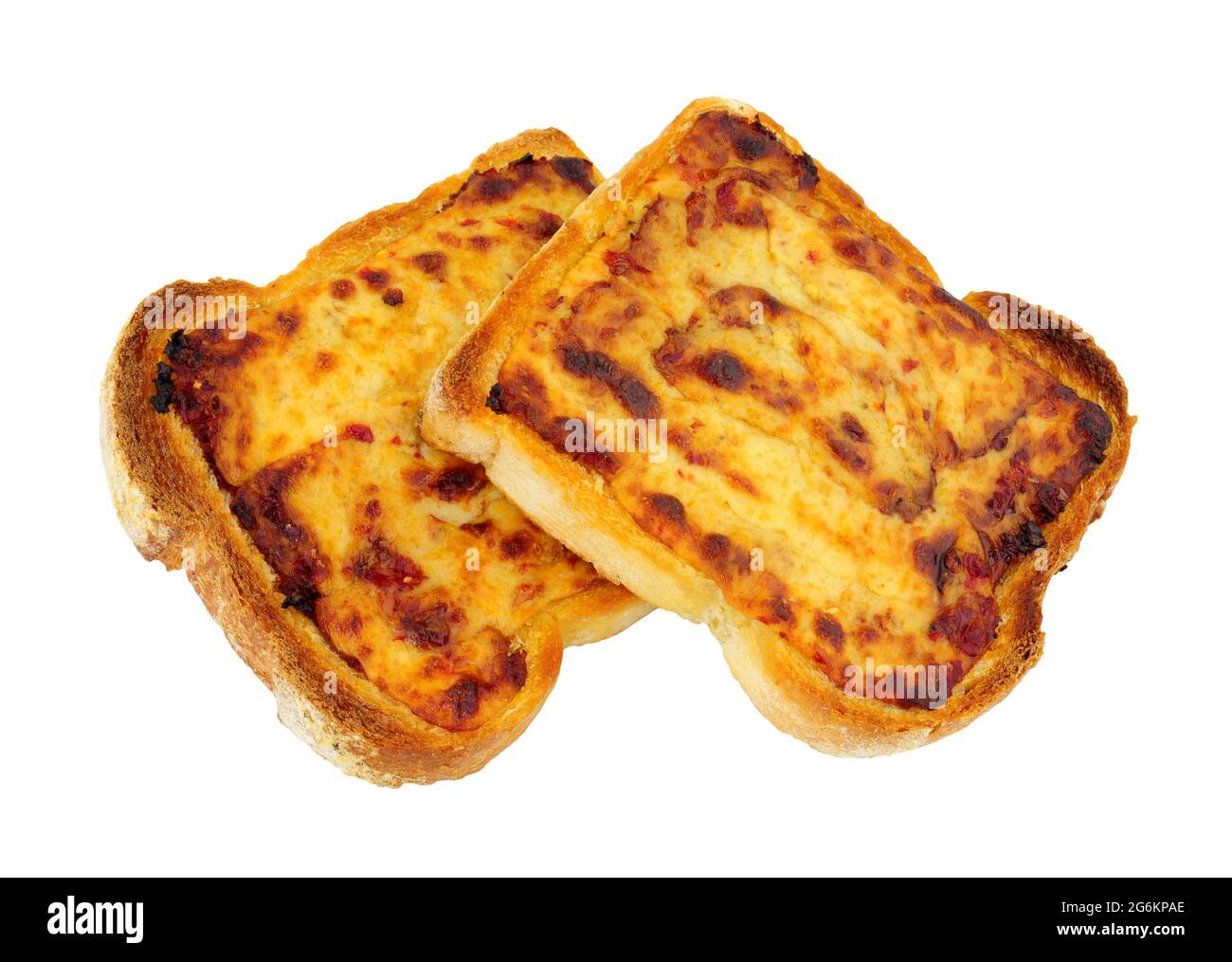 Grilled cheddar cheese on toast isolated on a white background Stock ...