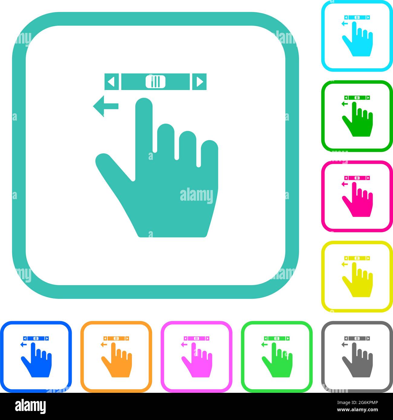 right handed scroll left gesture vivid colored flat icons in curved ...