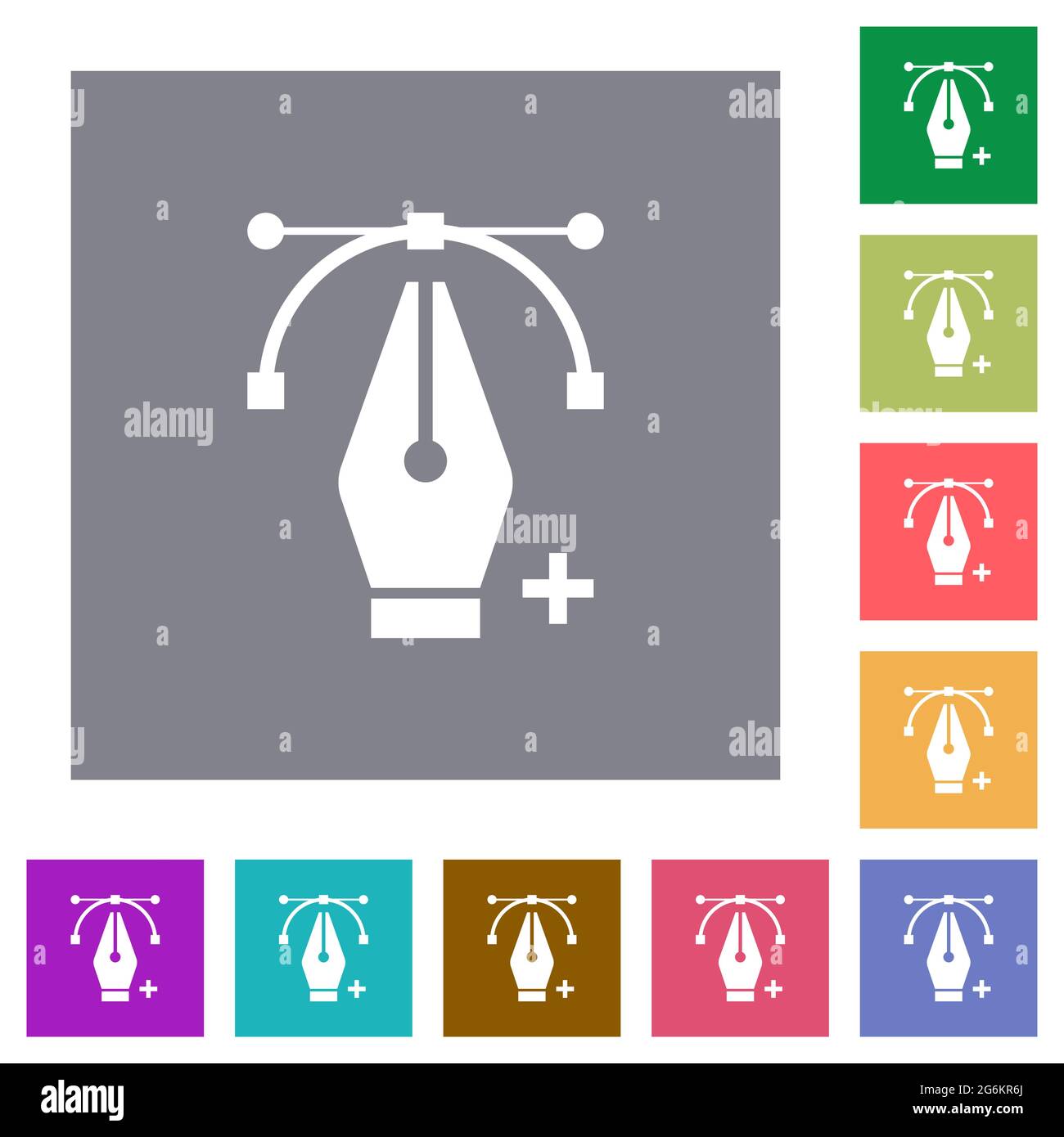 Adding editing point with pen tool flat icons on simple color square ...