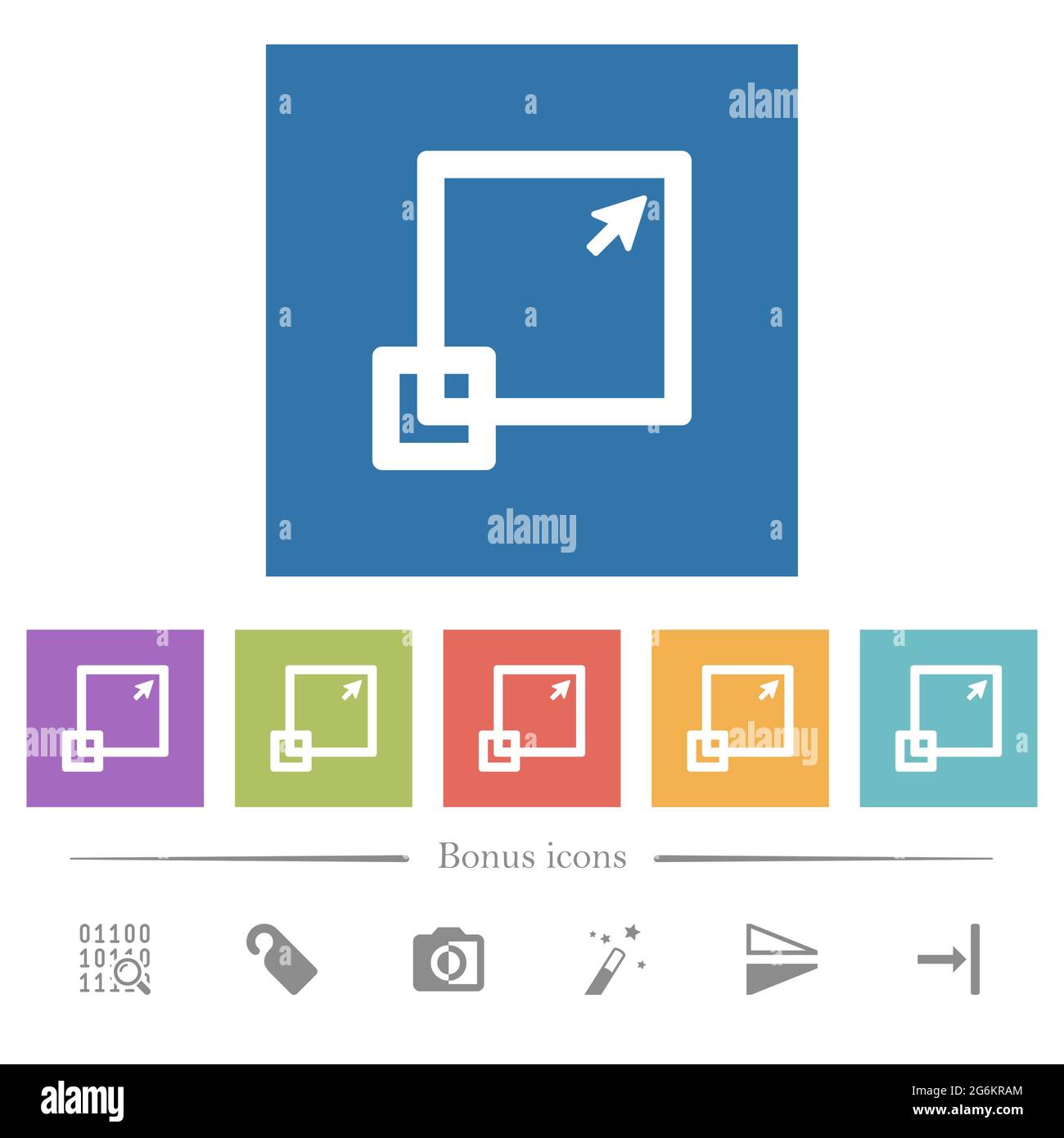 Maximize window flat white icons in square backgrounds. 6 bonus icons ...