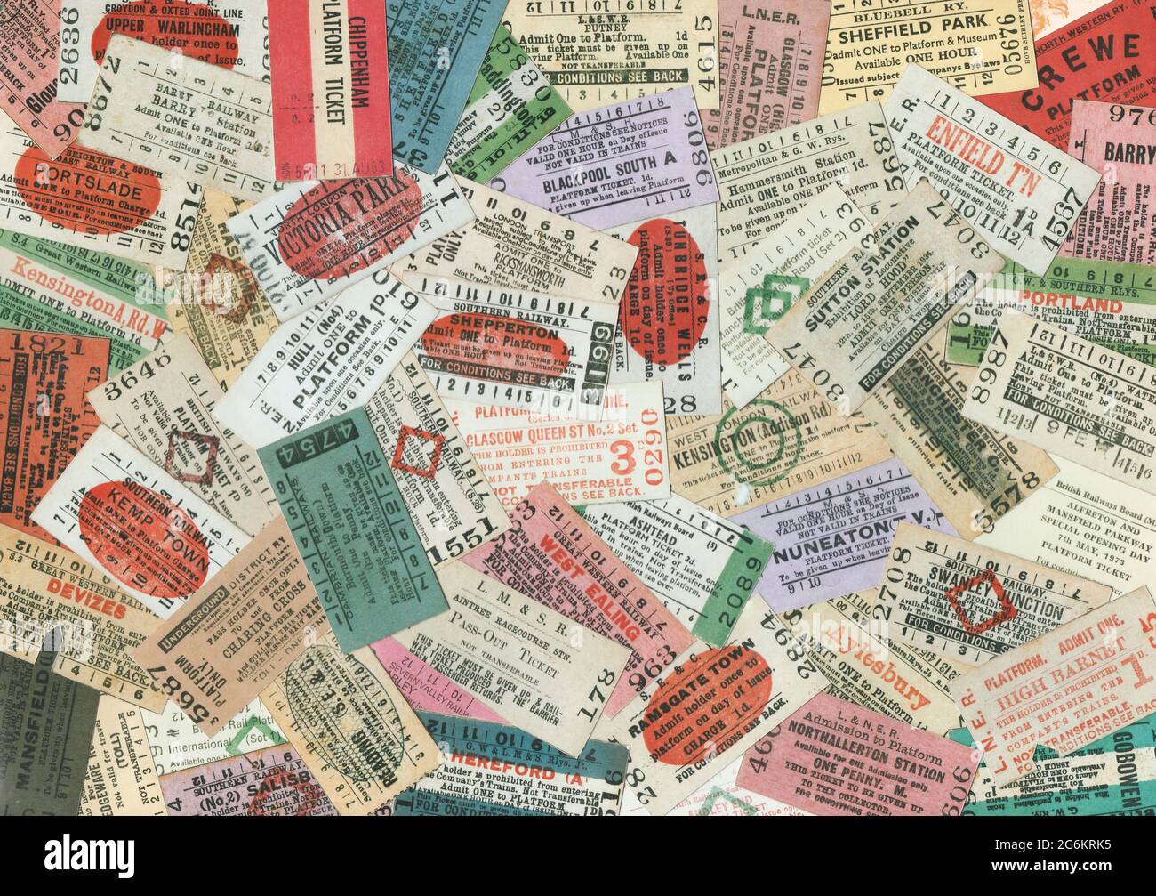Railway Platform Tickets from UK from Pre-Grouping onwards Stock Photo ...