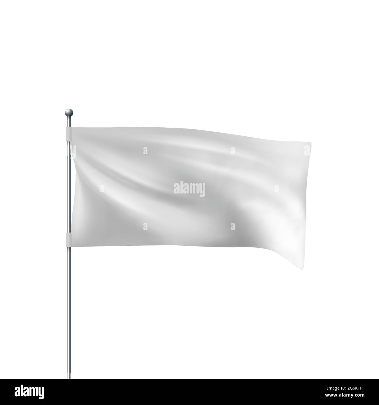 White flag waving in the wind. Realistic 3D horizontal vector flag ...