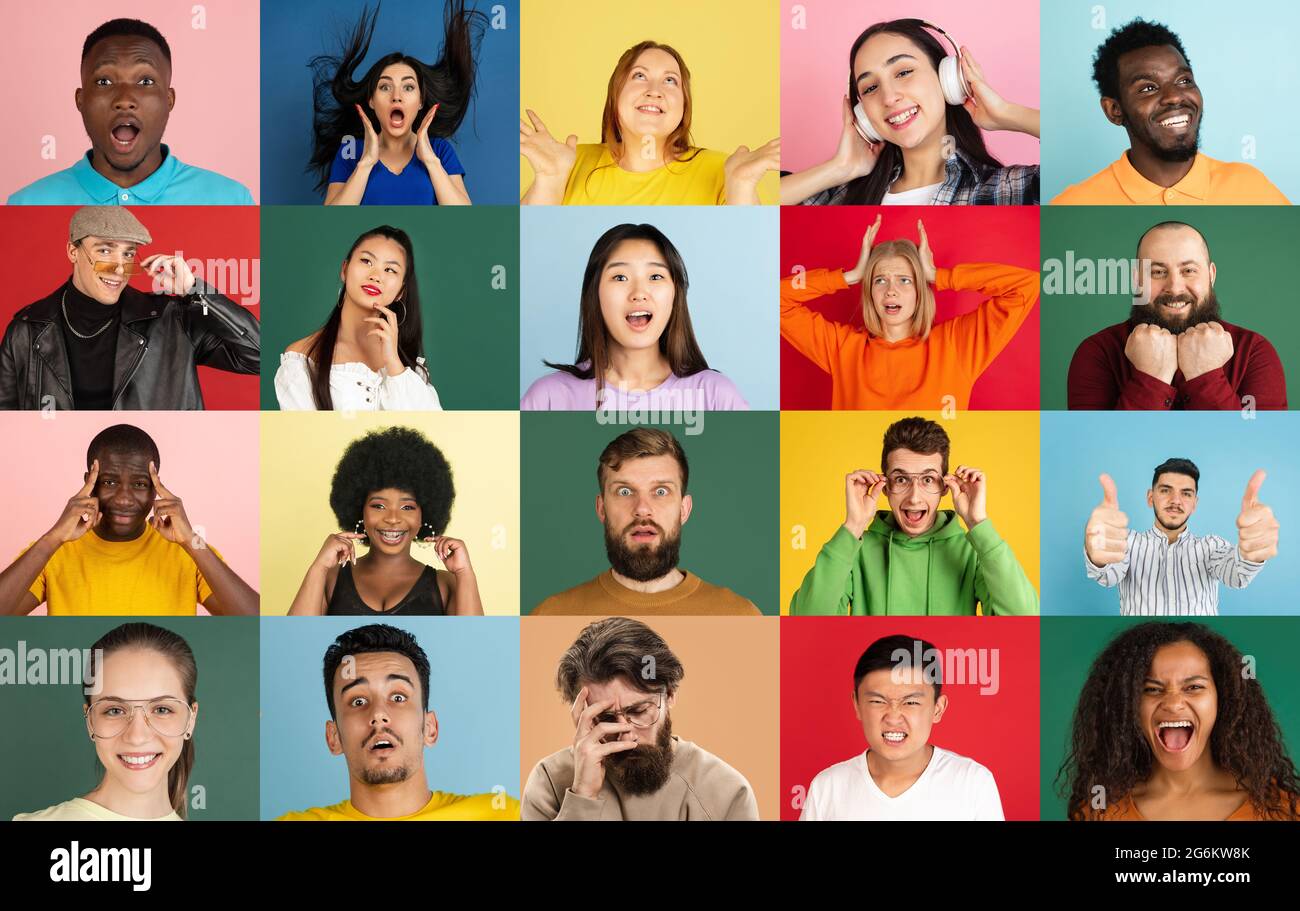 The collage of surprised people Stock Photo - Alamy