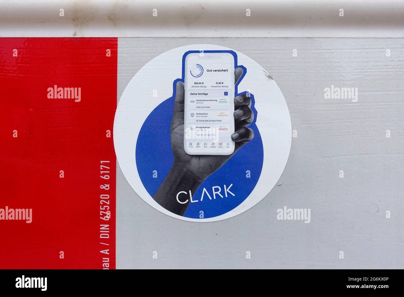 Advertisement for the insurance manager Clark in Berlin Stock Photo - Alamy