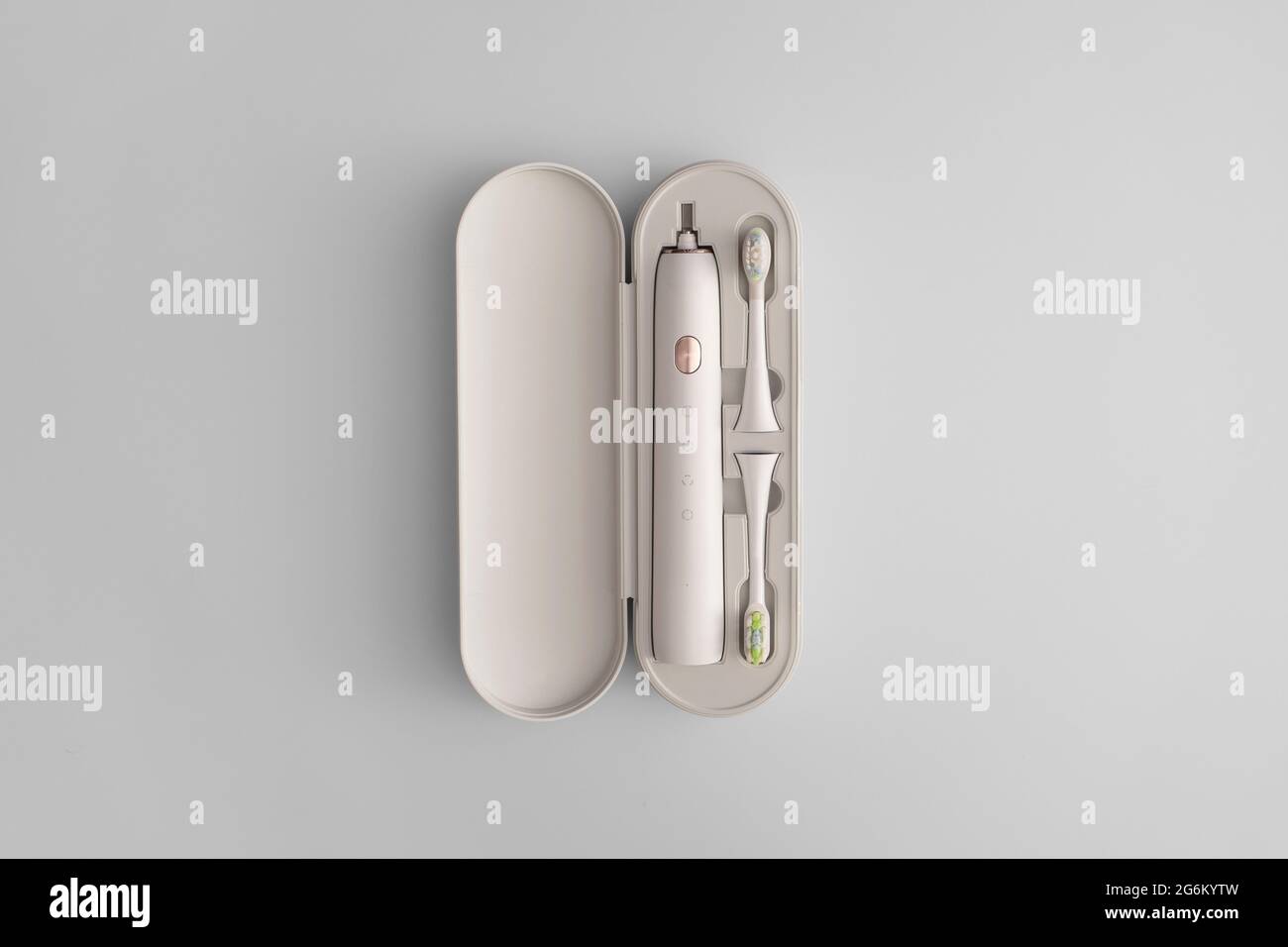 Smart electric toothbrush in a case on a grey background Stock Photo ...