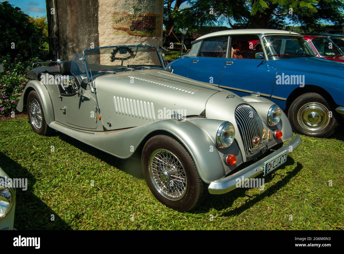 Morgan Sports Car, Silver with wire wheels Stock Photo - Alamy